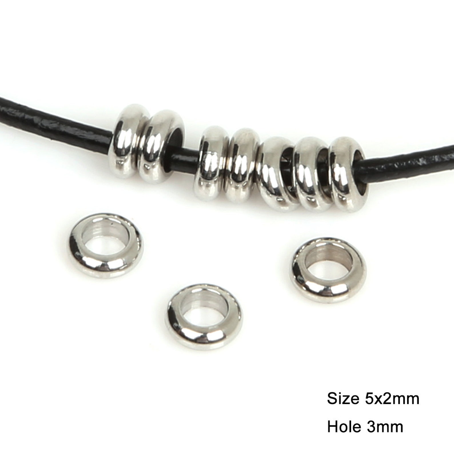 6 SIZES of Stainless Steel Silver Spacer Ring Beads Steel | Etsy