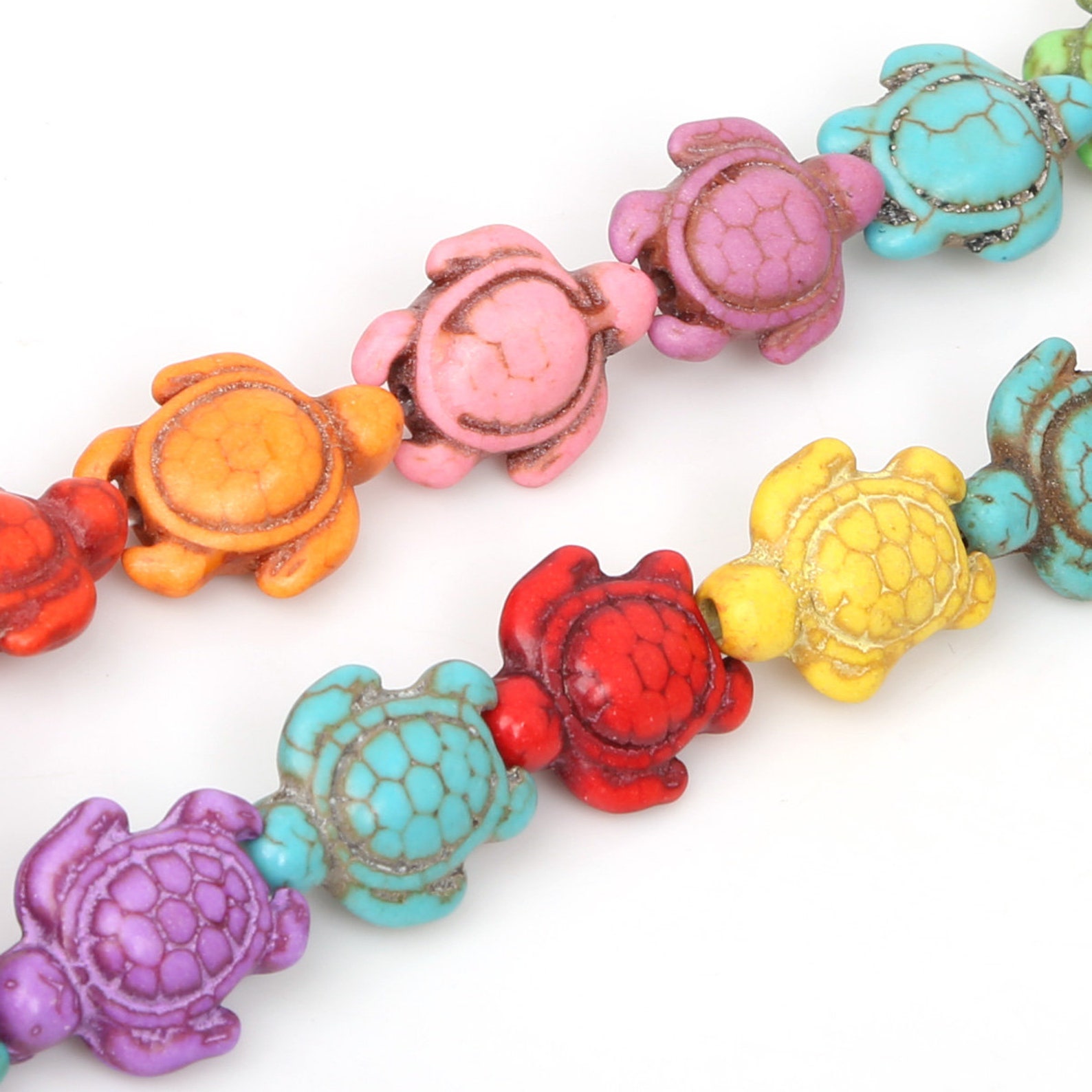 Assorted Dyed Howlite Turtle Beads - Sea Turtle Beads - Rainbow Turtle ...