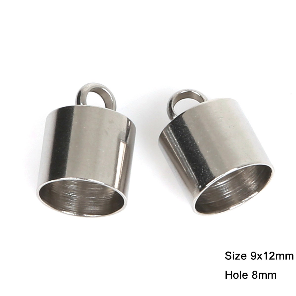 10 Pcs Stainless Steel Necklace Crimp - Necklace End Cap - Silver Crimp ...