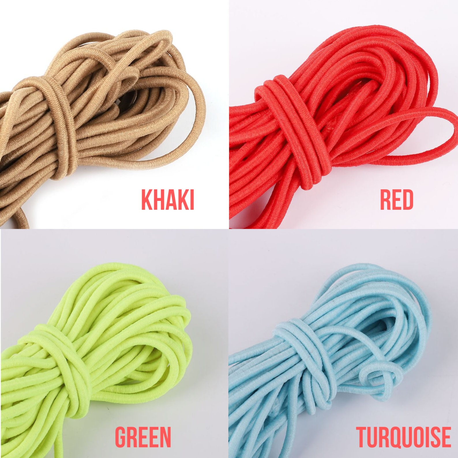2.5mm 15 COLORS Colorful Rainbow Elastic Cord - Thick Elastic Rope ...