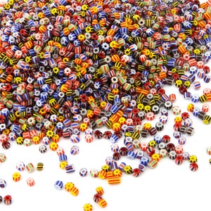 3mm Striped Glass Beads in 10 Colors - 1mm Hole Size - 650 Pieces ...