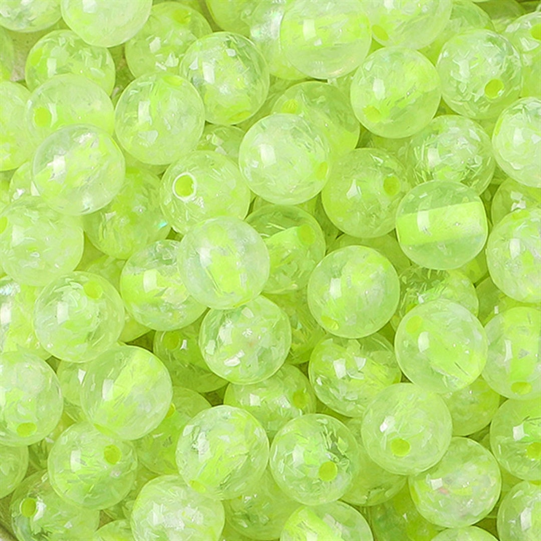 10mm 12mm Green Acrylic Crackle Beads - Cracked Beads - Moon Crackle ...