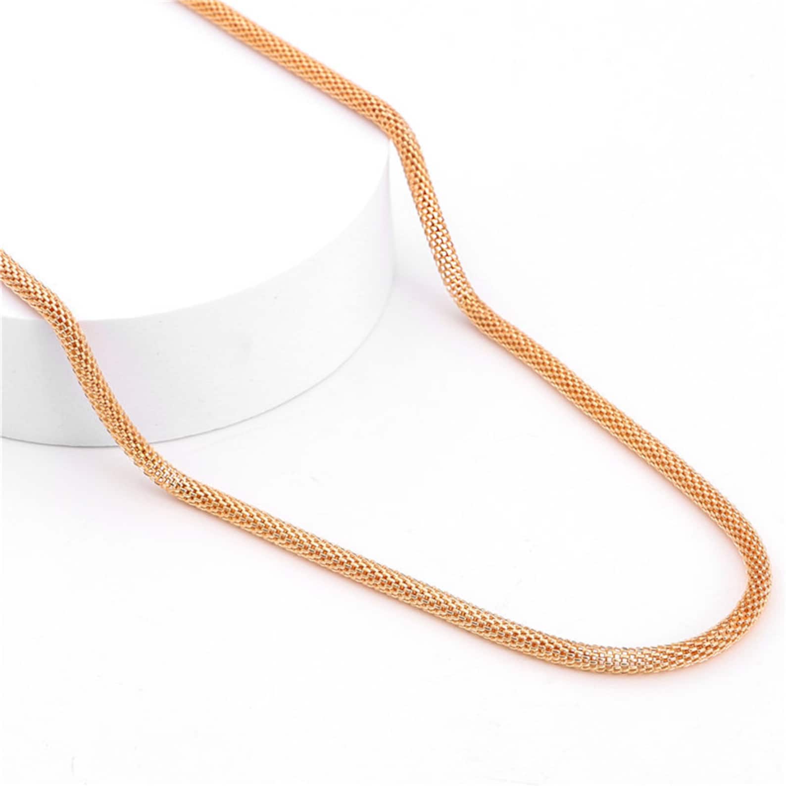 3.2mm 4.2mm Round Mesh Chain in Gold and Silver - Mesh Snake Chain ...