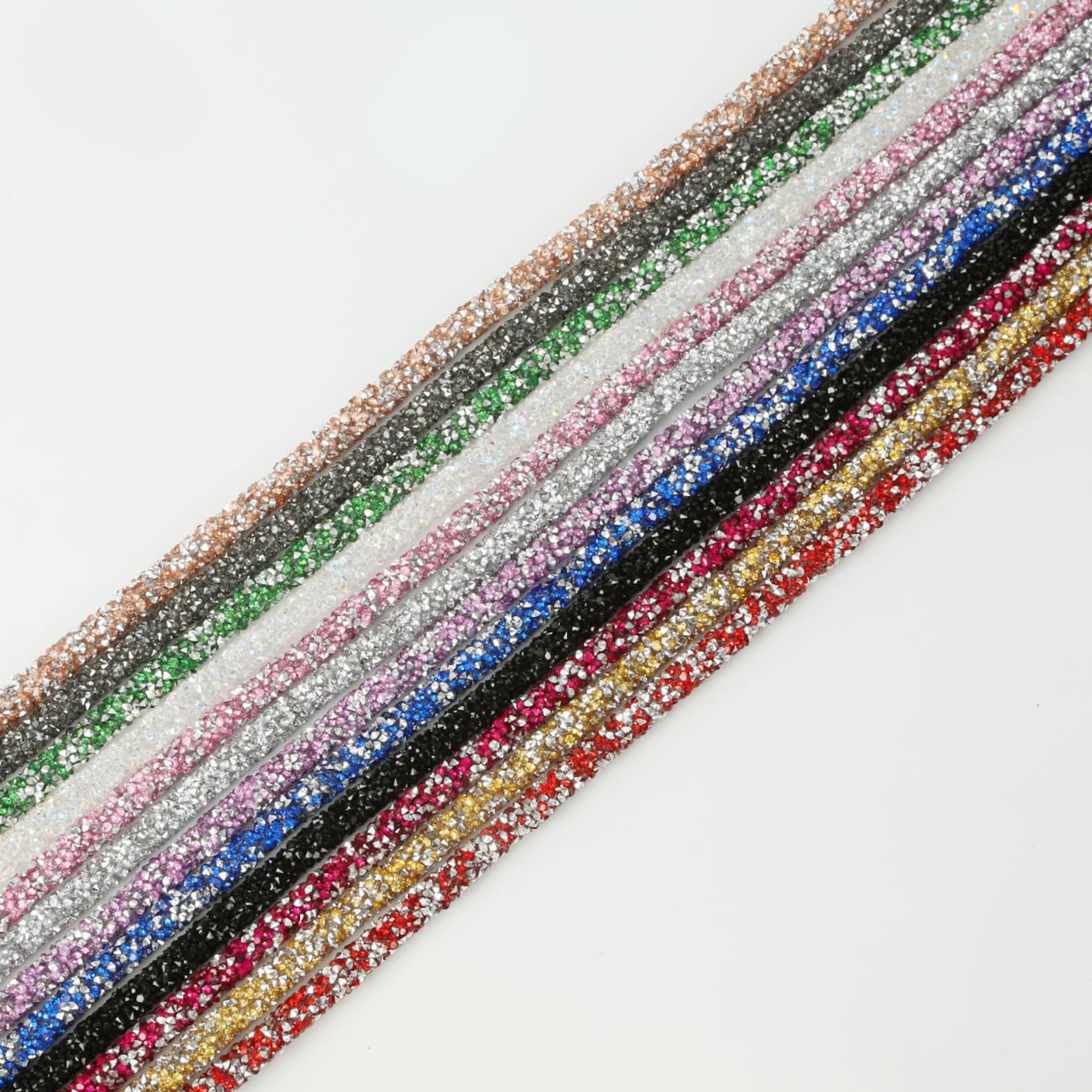 12 COLORS Crystal Rhinestone Tube Cord 7mm - Hollow Core Crystal Cord ...