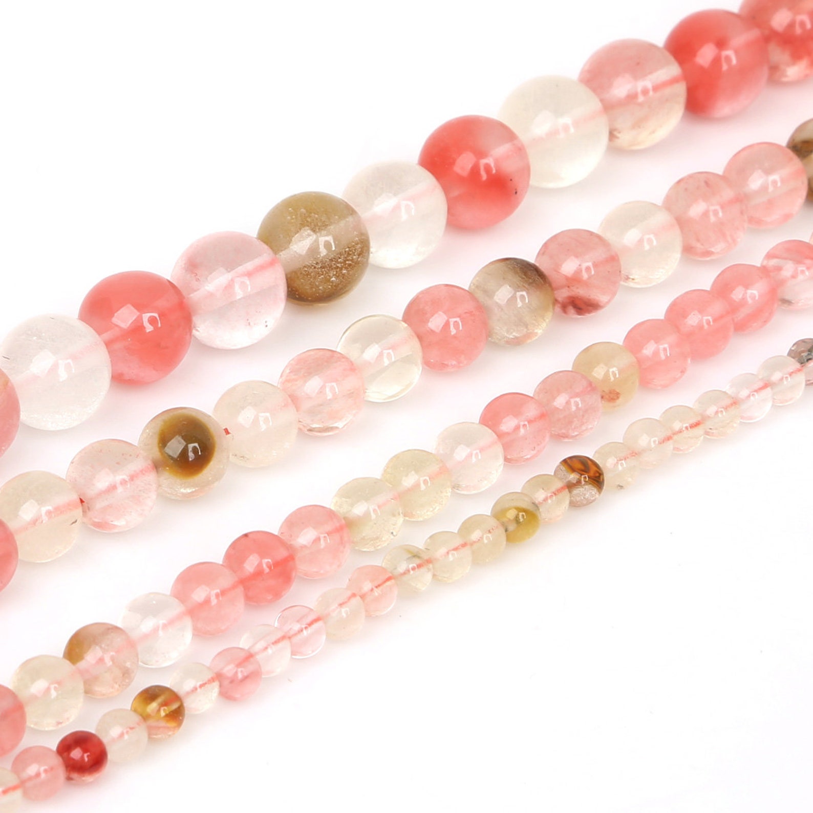Volcano Cherry Quartz Beads Pink Watermelon Round Stones Beads - Etsy