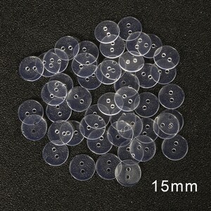 9 SIZES Clear Transparent Two Hole Buttons, Round Plastic Buttons ...