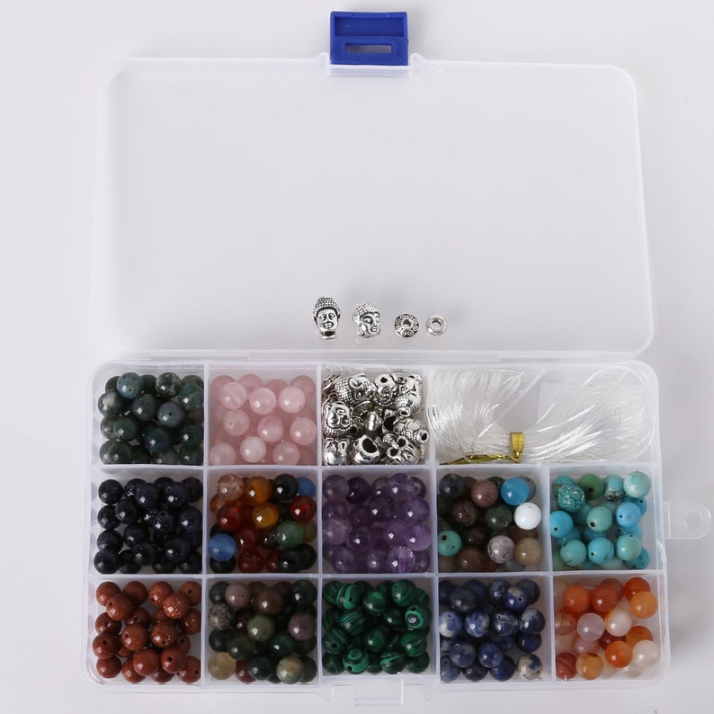 8mm Assorted Natural Gemstone Beads DIY Box Set Kit - Amethyst ...
