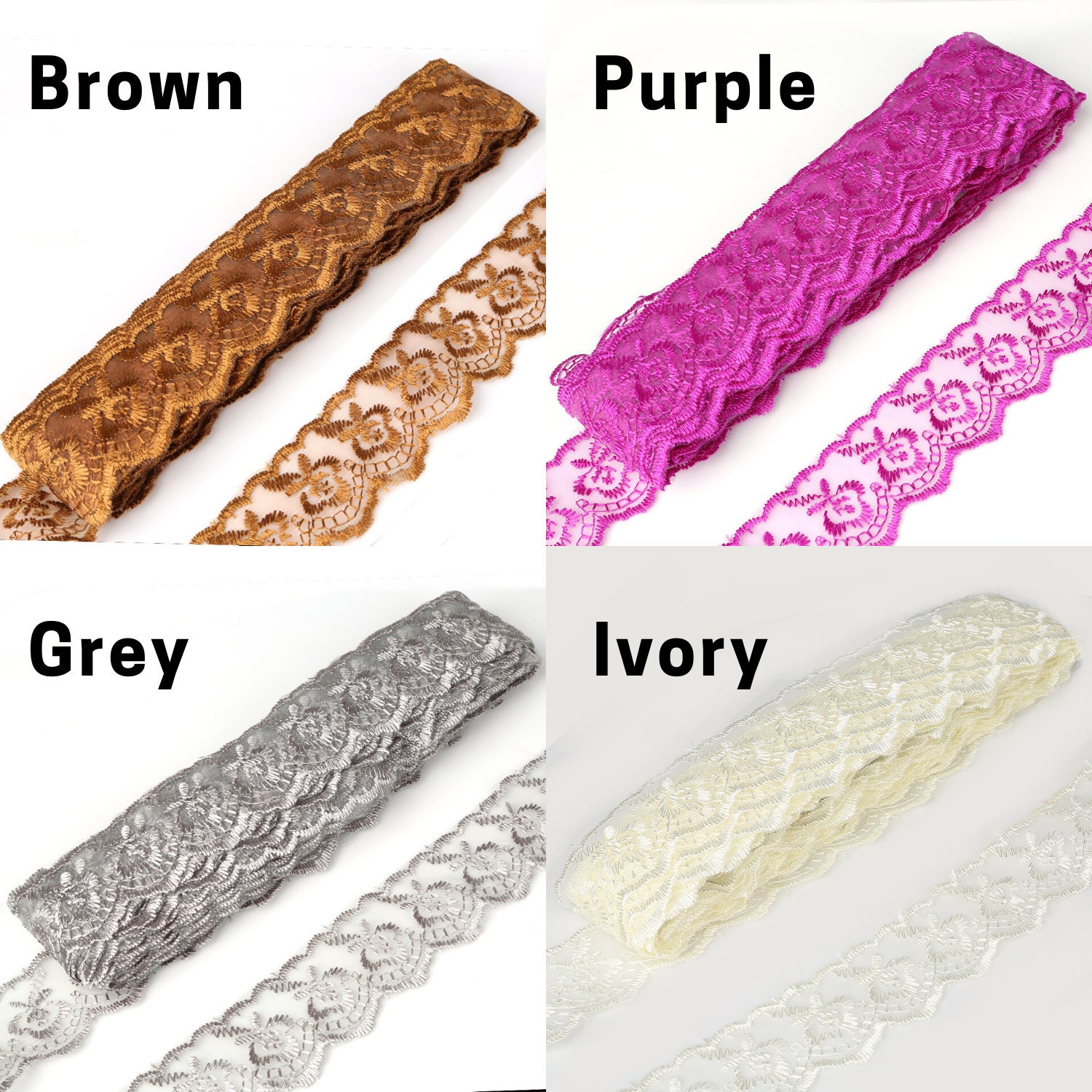 20 COLORS Elastic Lace 10 Yards - 40mm Elastic Lace Trim - Elastic ...