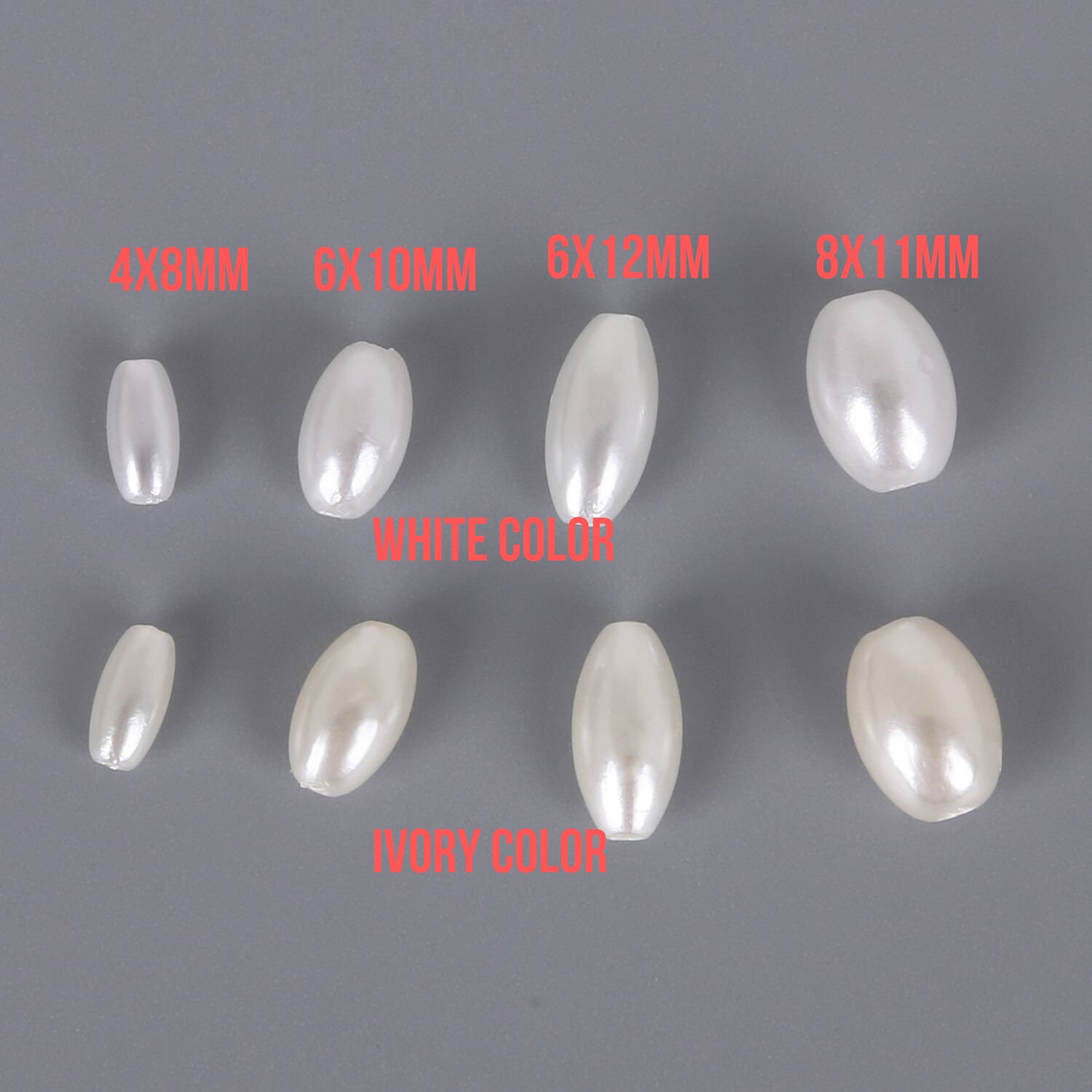 4 SIZES White Oval Pearl Beads, Ivory Oval Pearl Beads, Faux Pearl Oval ...