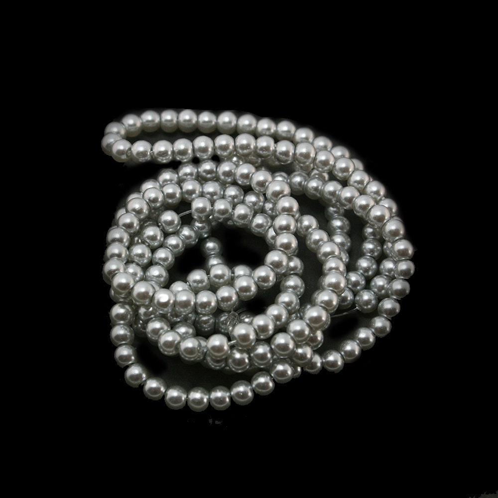 Grey Glass Pearl Crystal Beads Grey Pearl Beads Grey - Etsy