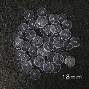 9 SIZES Clear Transparent Two Hole Buttons, Round Plastic Buttons ...
