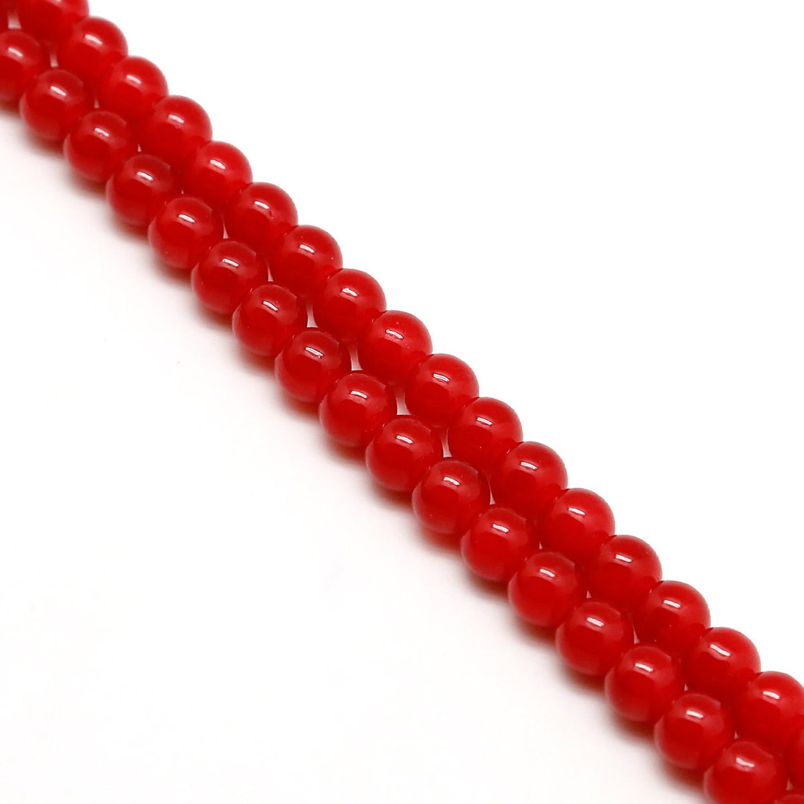 Ruby Red Crystal Round Beads, Opaque Red Glass Beads, 4mm 6mm 8mm 10mm ...