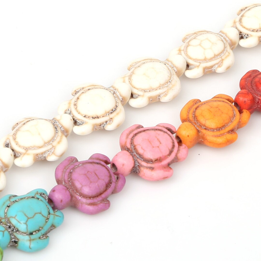 Assorted Dyed Howlite Turtle Beads - Sea Turtle Beads - Rainbow Turtle ...