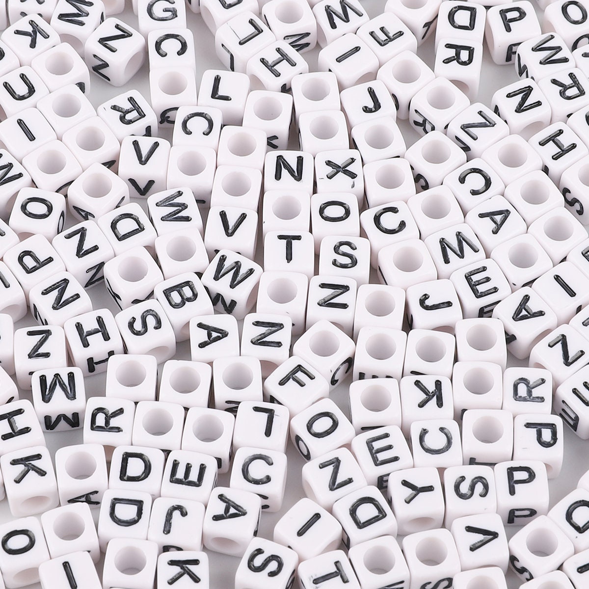 100 White Letter Cube Beads White Alphabet Cube Beads White - Etsy