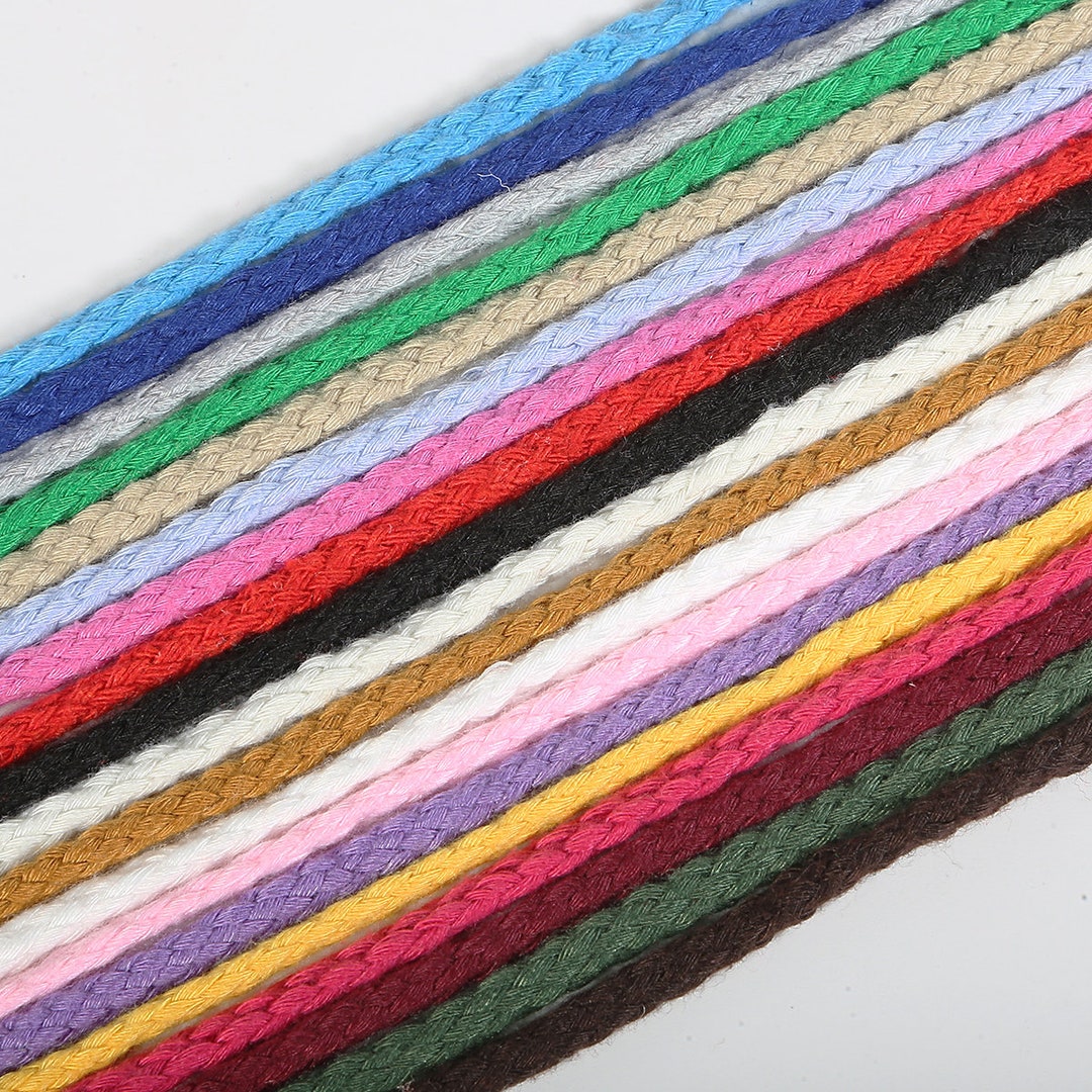 19 COLORS 6.0MM Pure Polyester ROPE - 5 Yards a Roll Super Soft Cotton ...