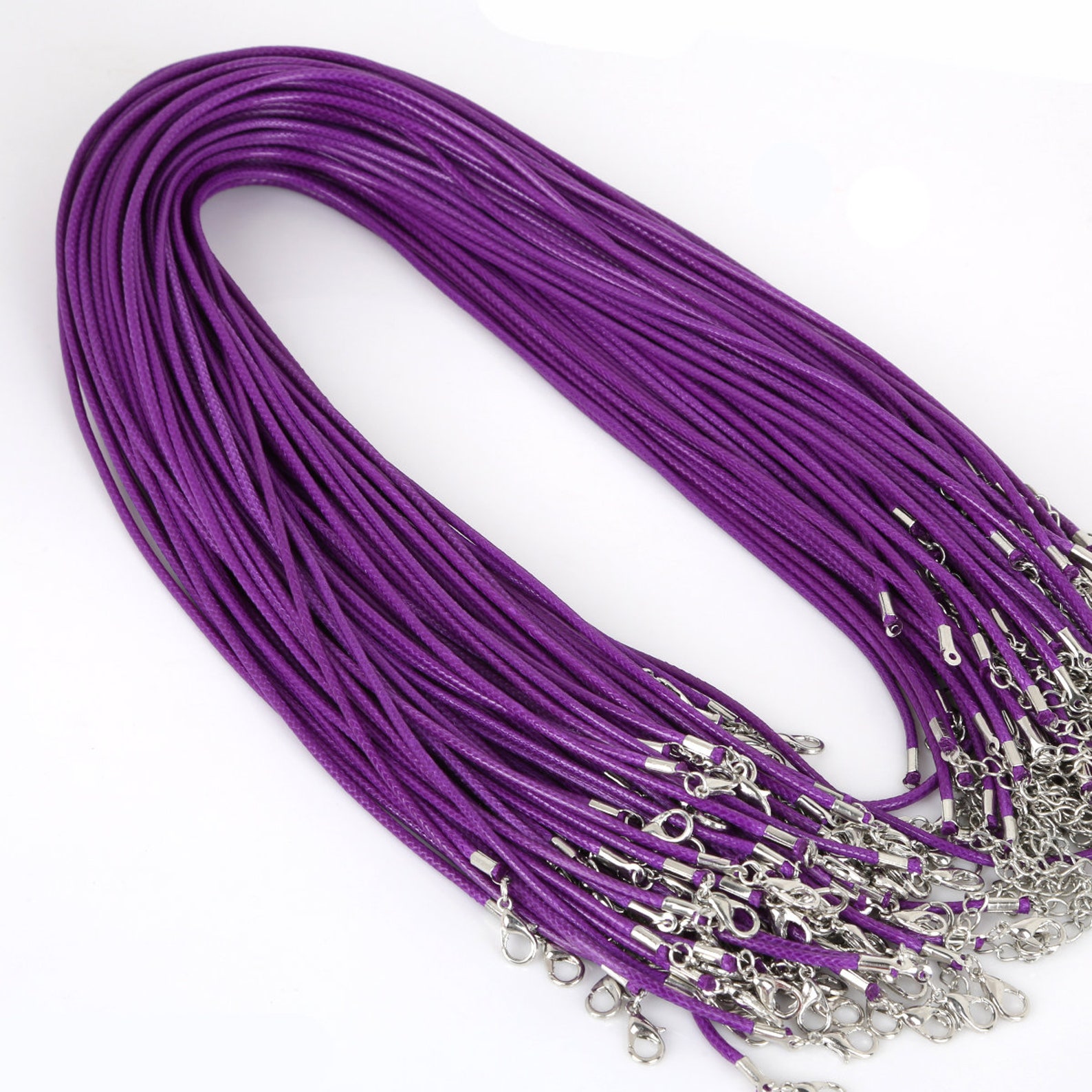 10 Pcs 1.5mm/2mm Purple Wax Snake Leather Necklace Cord String Rope ...