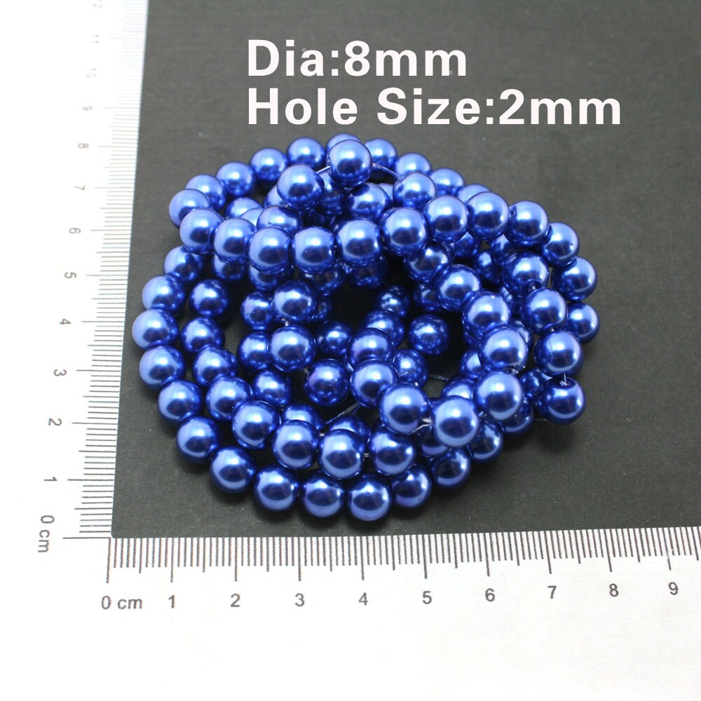 Navy Blue Glass Pearl Crystal Beads Blue Pearl Beads Blue - Etsy