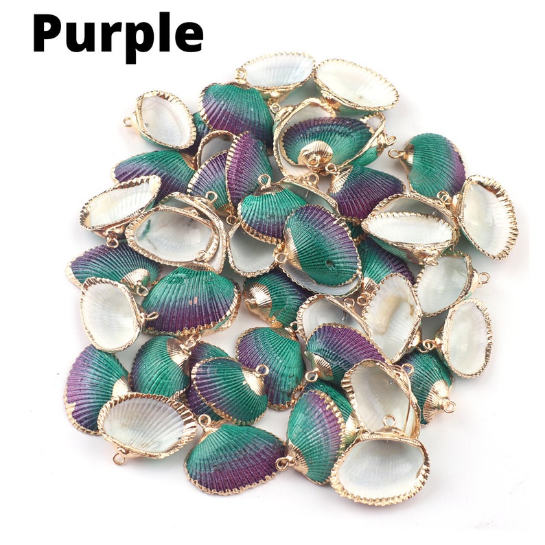 Rainbow Natural Seashell Charms Gold Plated Shell Charms - Etsy