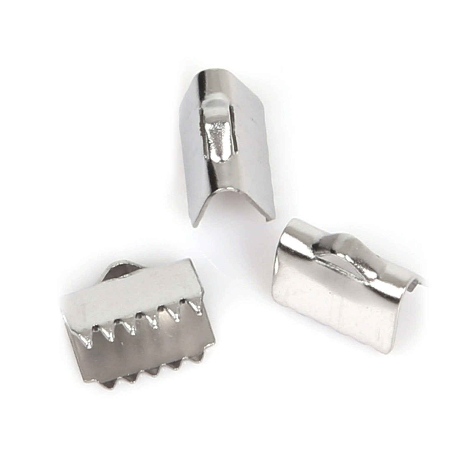 10pcs Stainless Seel Ribbon Ends, Silver Ribbon End Cap Crimp Beads ...