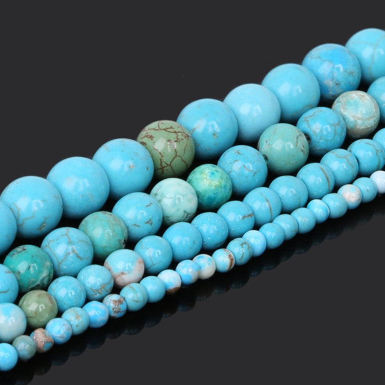 Natural Blue Turquoise Round Beads Gemstone Beads Blue | Etsy