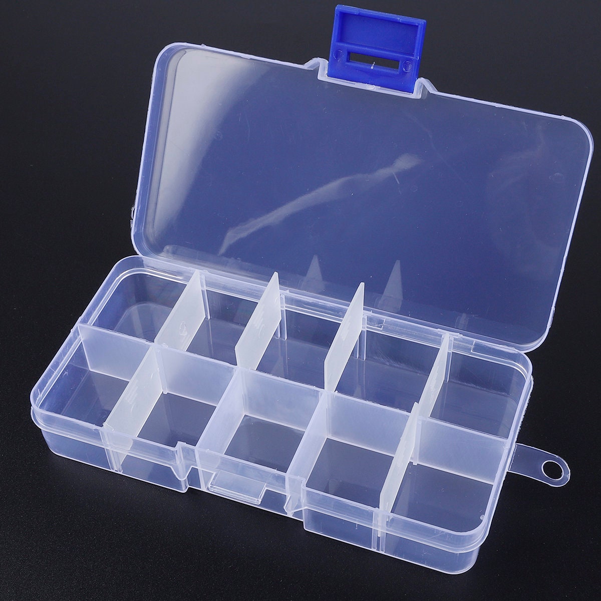 10 Grid Adjustable Clear Transparent Jewelry Storage Box - Ring Earring ...