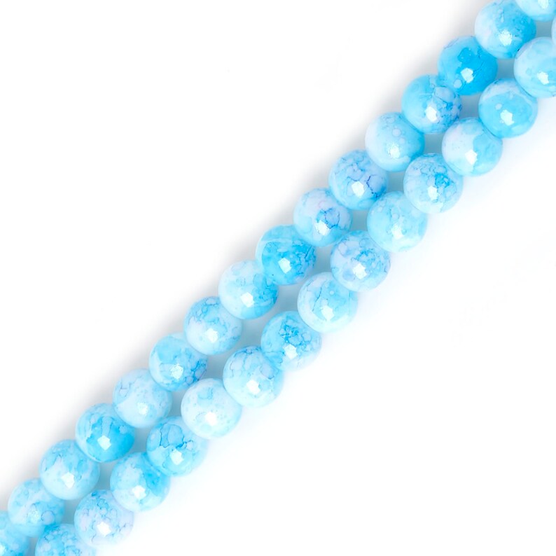 Sky Blue Glass Marble Round Beads Blue Mottled Beads Blue - Etsy