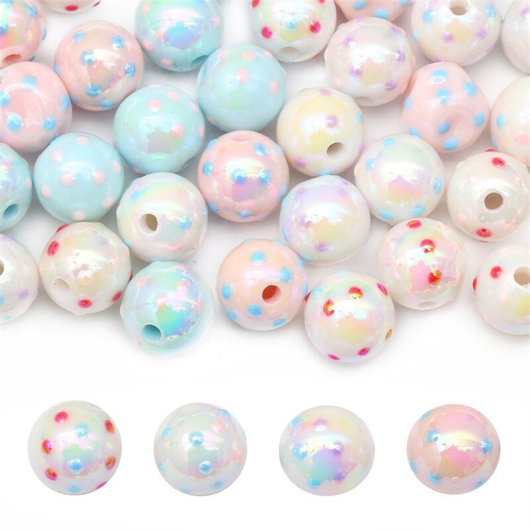 16mm Acrylic Oil Painted Polka Dot Beads - Dotted Beads - Polka Dot ...