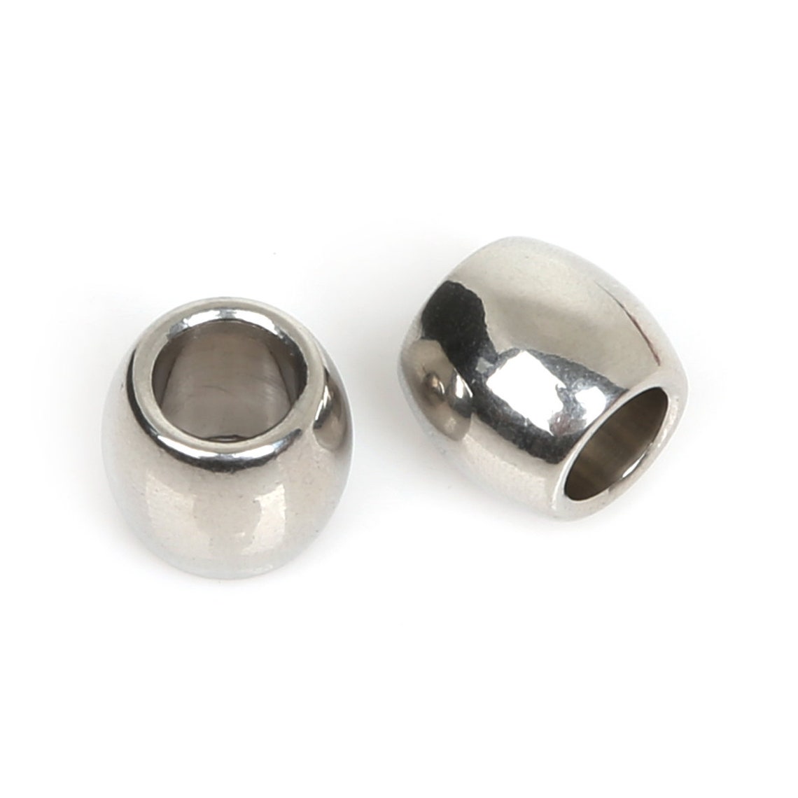 5 SIZES Stainless Steel Silver Oval Tube Spacer Beads - Barrel Spacer ...