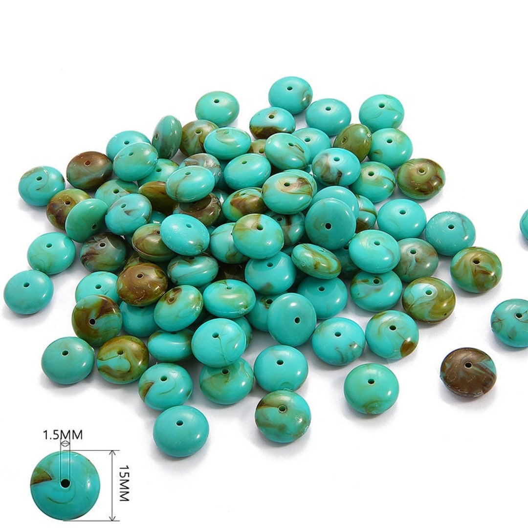 Acrylic Imitation Turquoise Donut Beads 10mm 15mm - Disc Turquoise ...