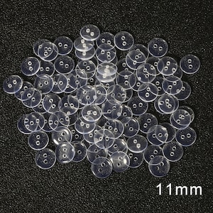 9 SIZES Clear Transparent Two Hole Buttons, Round Plastic Buttons ...