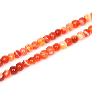 Red Agate Banded Stripe Beads Natural Gemstone Round Loose - 4mm 6mm ...