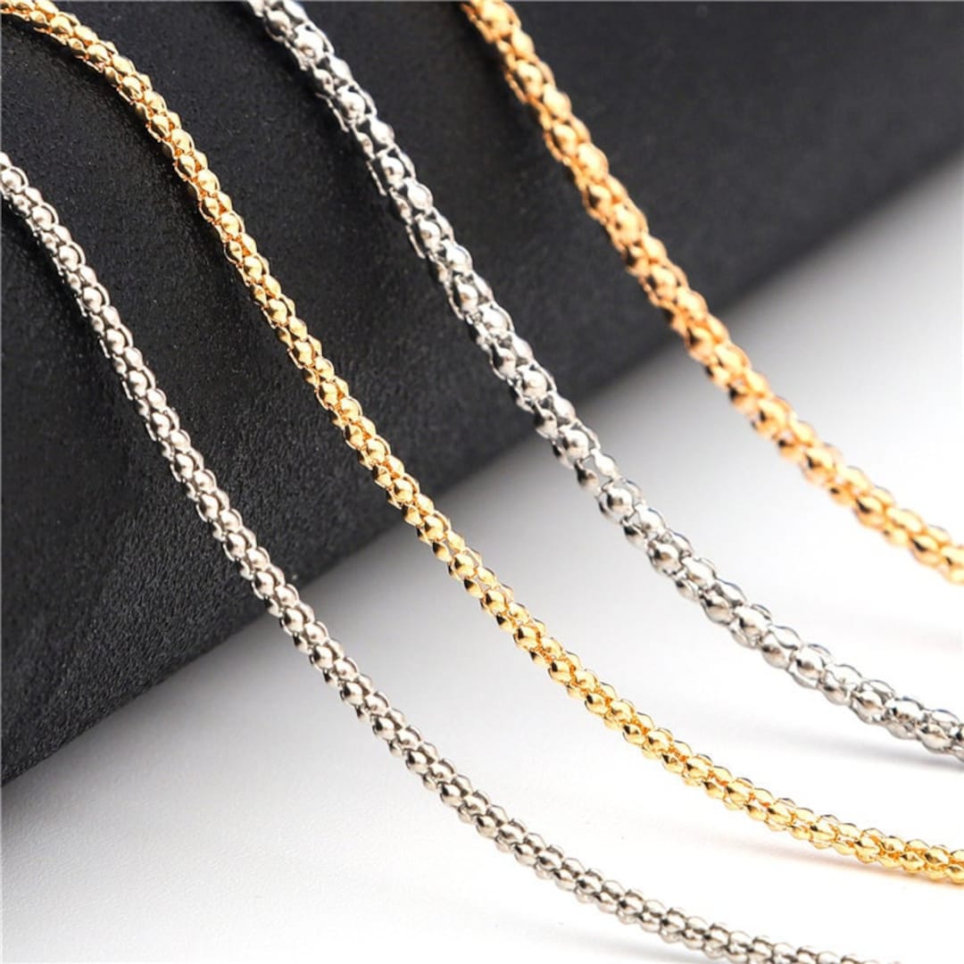 2.4mm 3.2mm Popcorn Chain in Gold and Silver - Popcorn Chain - Popcorn ...