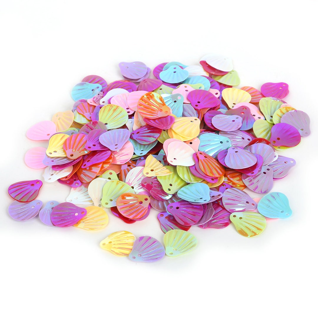 400 Iridescent Mix Color Shell Sequins - Shell Paillettes - Rainbow ...
