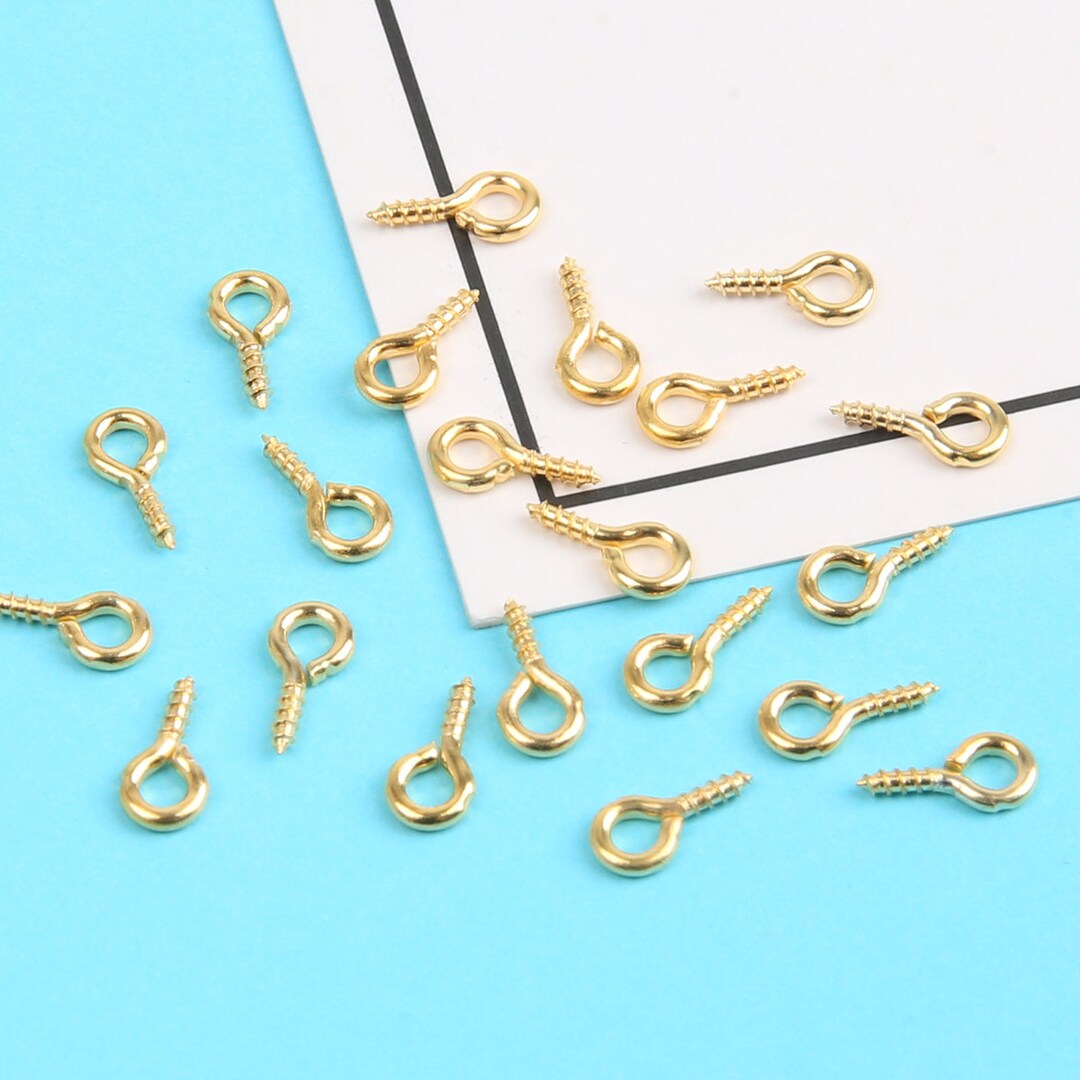 200 Pieces Gold Tiny Eye Screws for Pendants - Screw Eye Bails - Eye ...