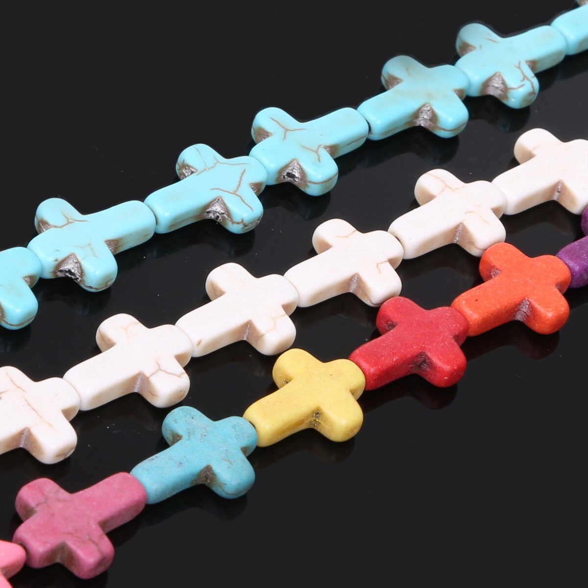 Turquoise Cross Beads, Stone Crosses, Turquoise Howlite Crosses ...