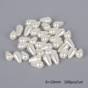 3 SIZES White Teardrop Pearl Beads, Ivory Teardrop Beads, Faux Pearl ...