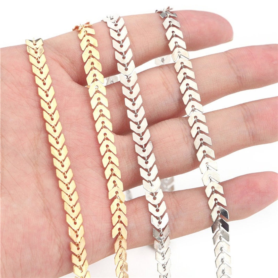 6mm Arrow Chain in Gold and Silver - Arrow Chevron Chains - Arrow ...