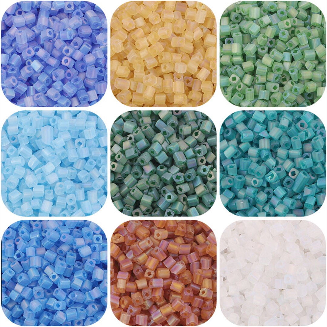 13 Color Choice 4mm AB Matte Seed Beads 300 Pcs - 1mm Hole Size - Cube Seed Beads - Square Seed ...