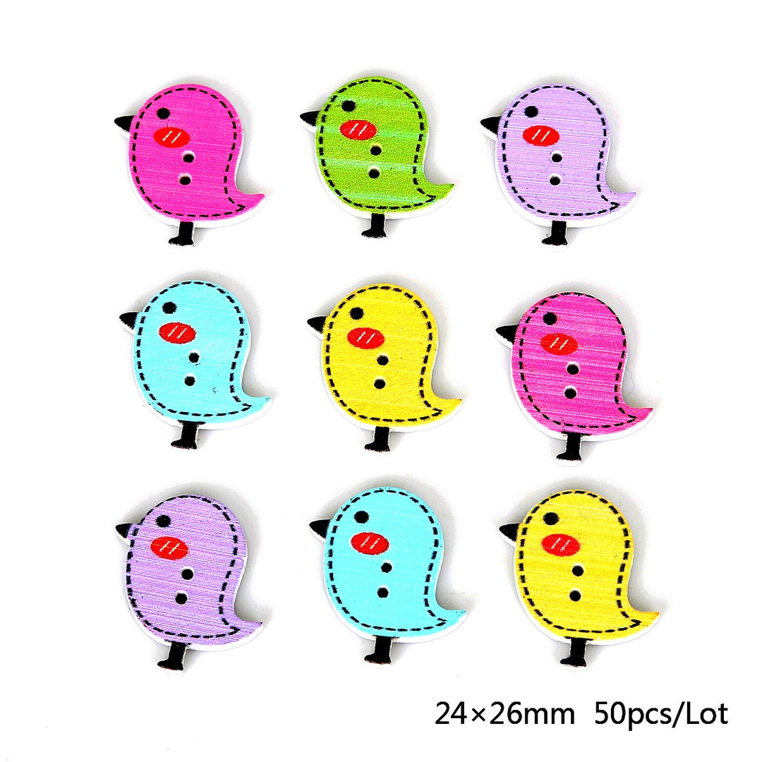 50pcs - Pigeon Theme Wooden Buttons - Two Hole Mix Pigeon Buttons ...