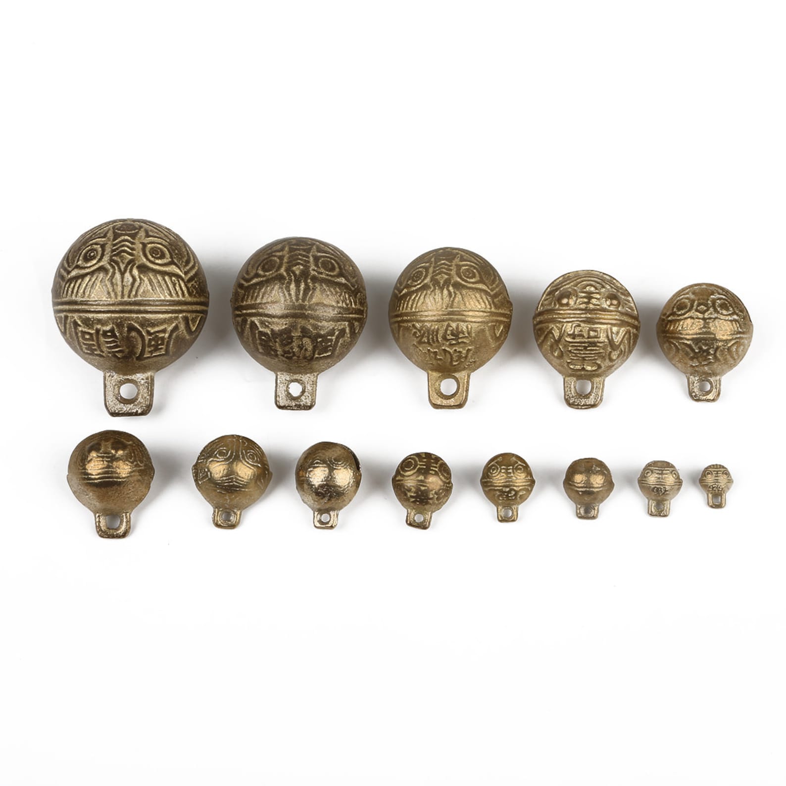 6 Sizes Brass Tiger Bell - Jingle Bell Pet Bell - Antique Bronze Bell ...