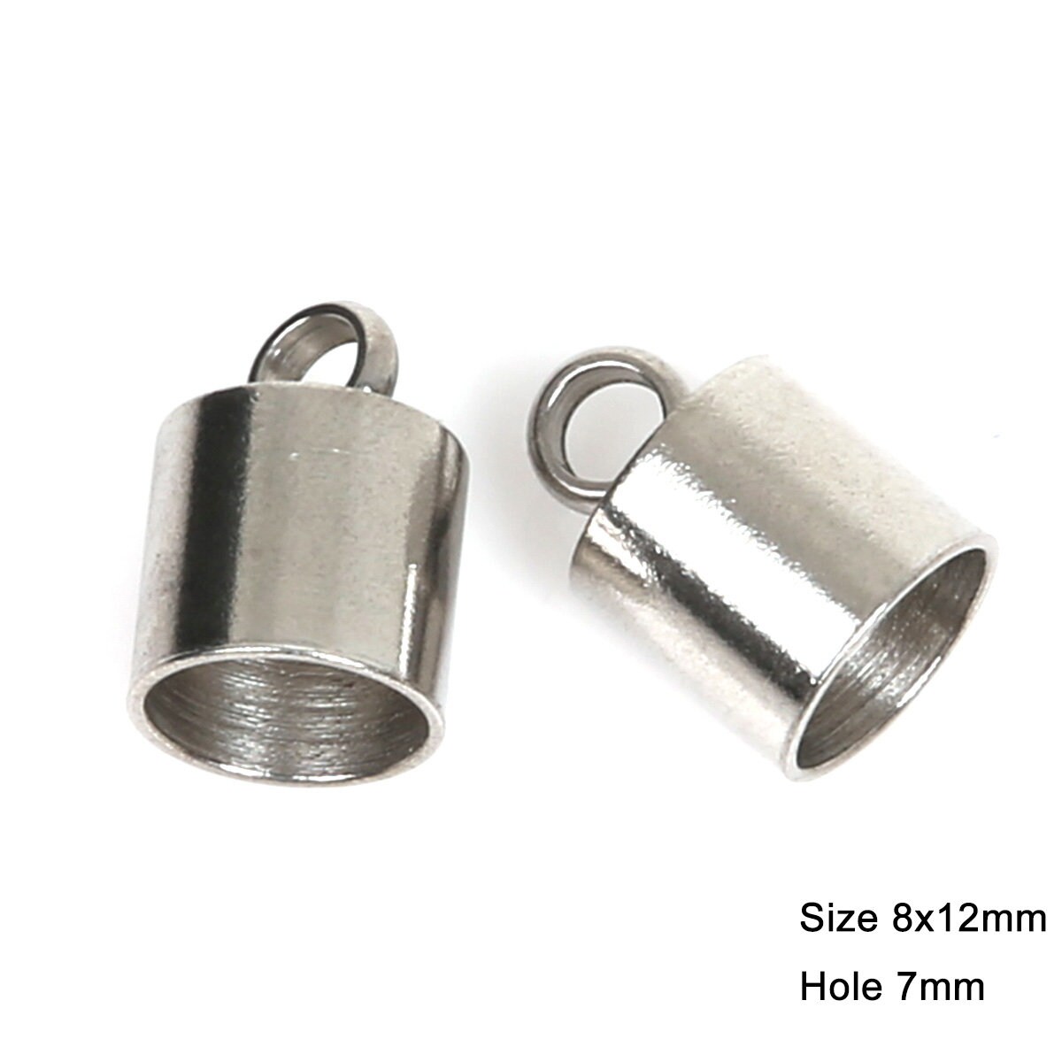 10 Pcs Stainless Steel Necklace Crimp - Necklace End Cap - Silver Crimp ...
