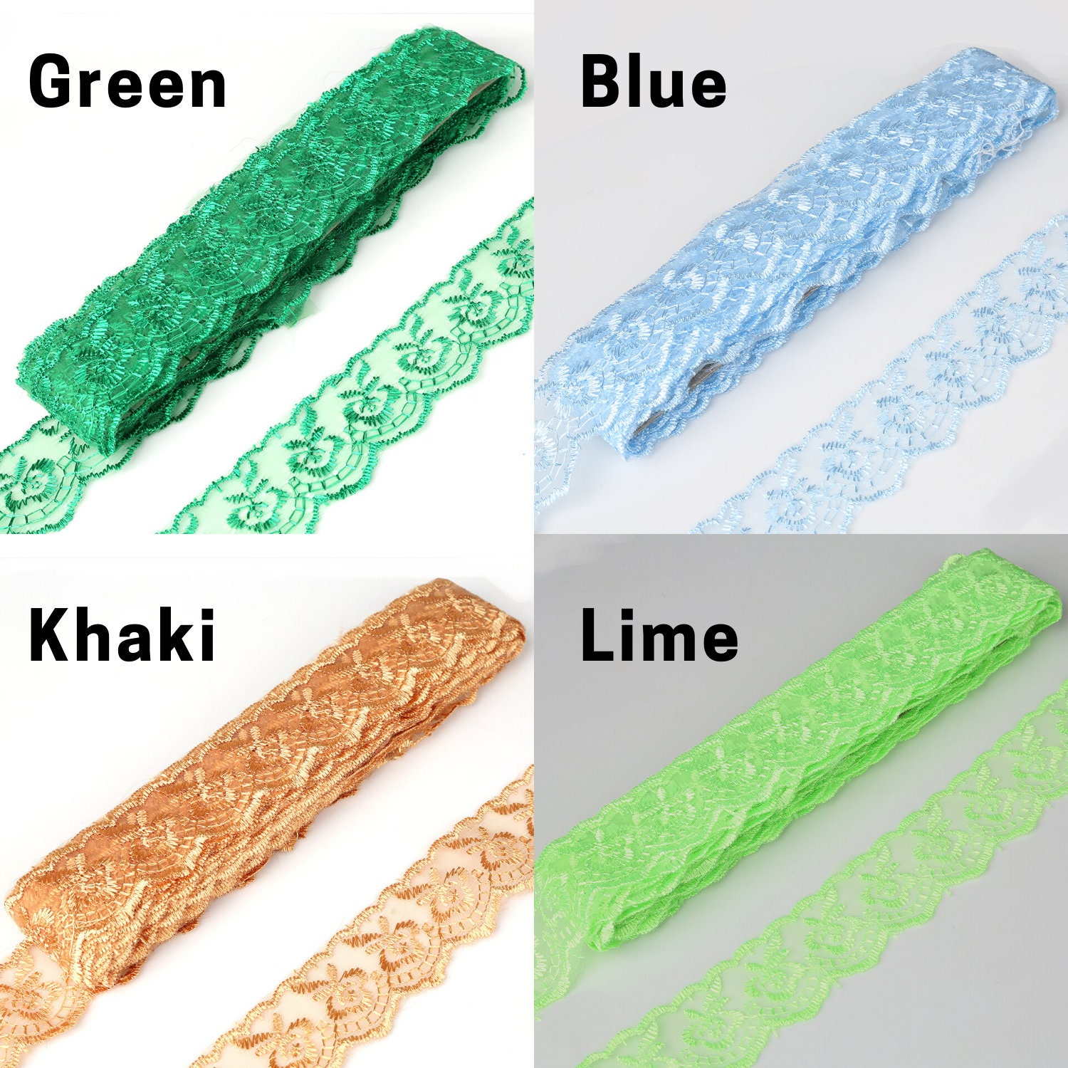 20 COLORS Elastic Lace 10 Yards - 40mm Elastic Lace Trim - Elastic ...