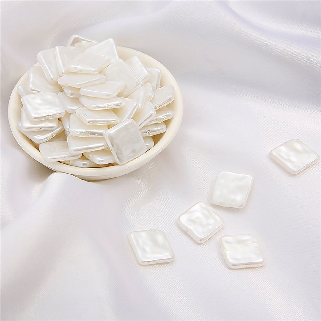 16mm Plastic Square Baroque Pearl Beads - 1.5mm Hole - 5 Pieces ...