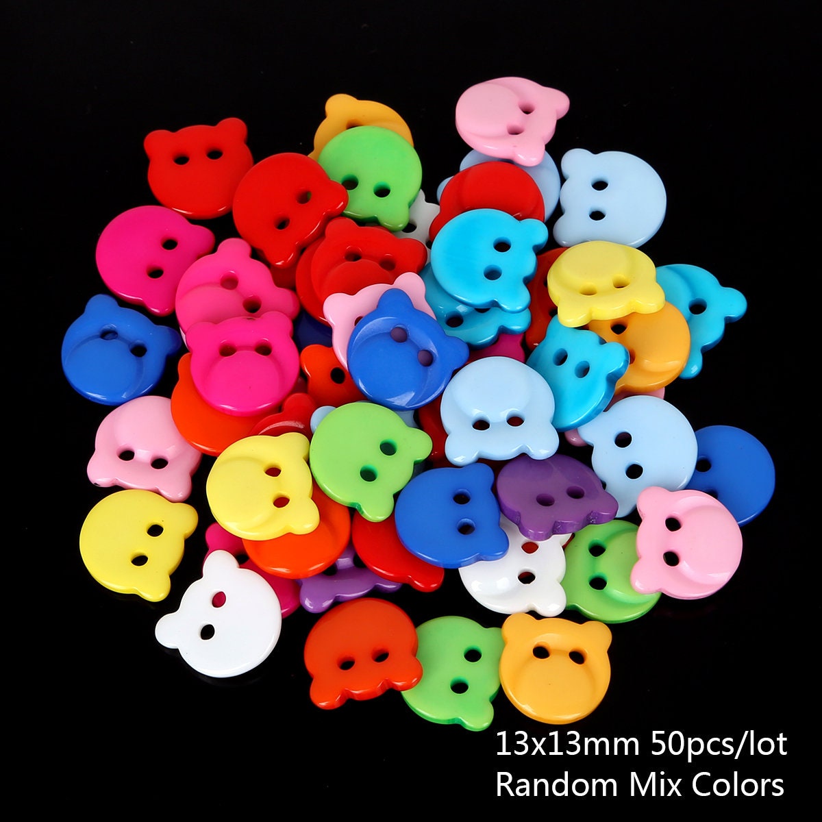 50pcs Mixed Pig Buttons 13mm / Rainbow Pig 2 Holes Plastic Buttons ...