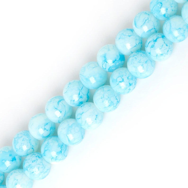Sky Blue Glass Marble Round Beads Blue Mottled Beads Blue - Etsy