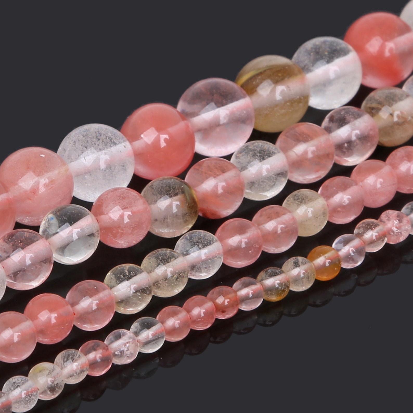 Volcano Cherry Quartz Beads Pink Watermelon Round Stones Beads - Etsy