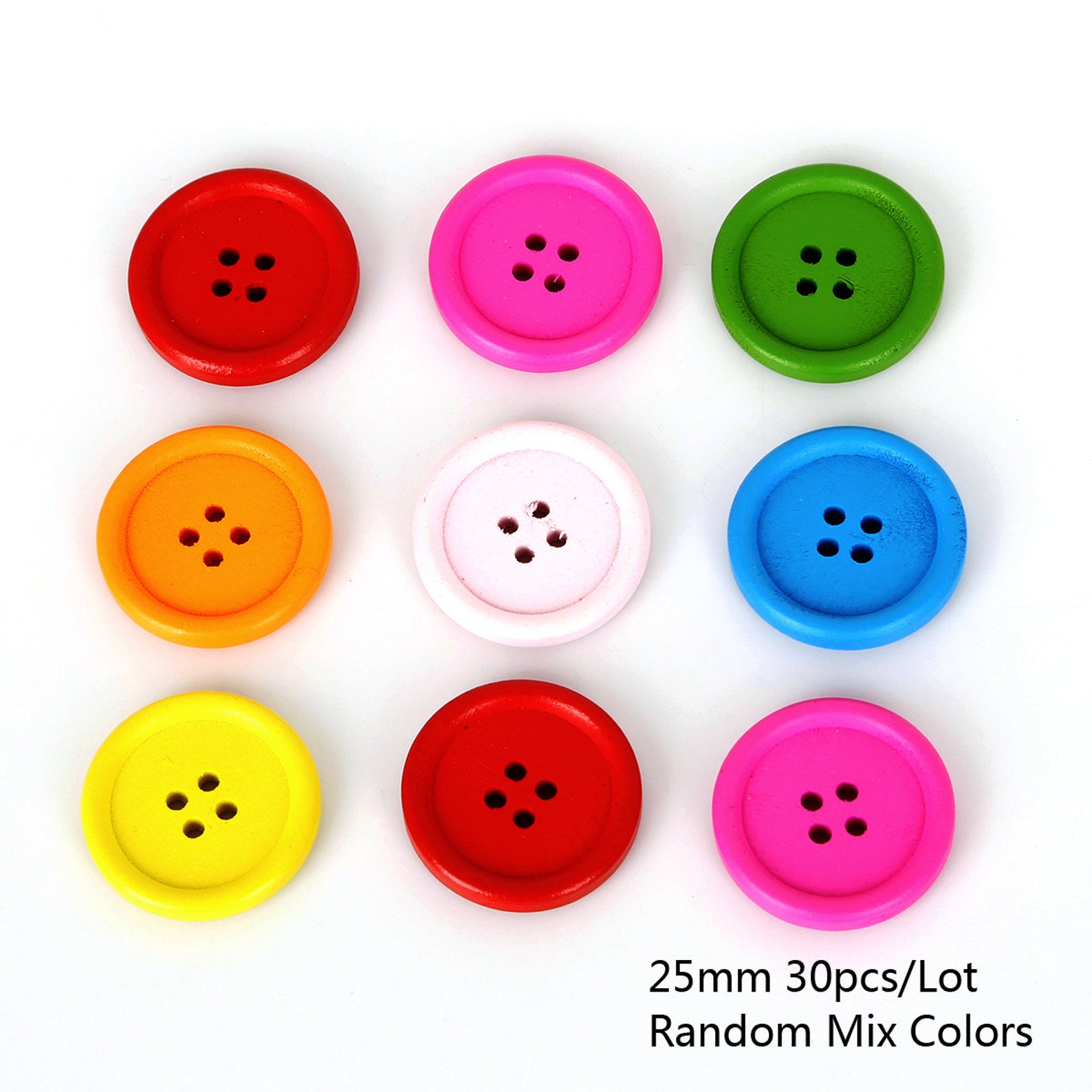 15-30mm Mixed Size Wood Assorted Round Buttons Round Resin | Etsy