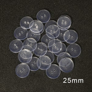9 SIZES Clear Transparent Two Hole Buttons, Round Plastic Buttons ...
