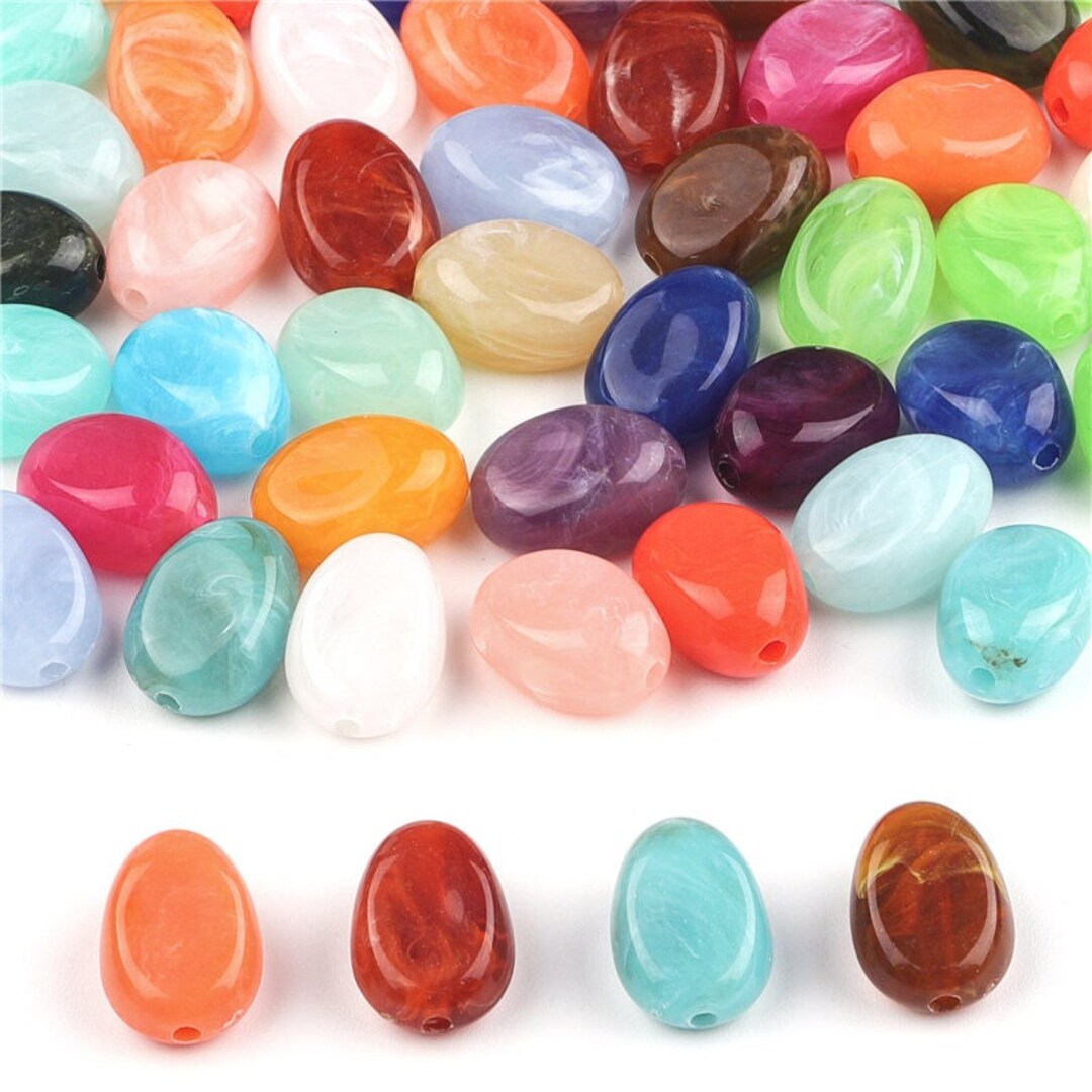 Mixed Color Irregular Shape Bead 18x13mm - 2mm Hole - Acrylic Baroque ...