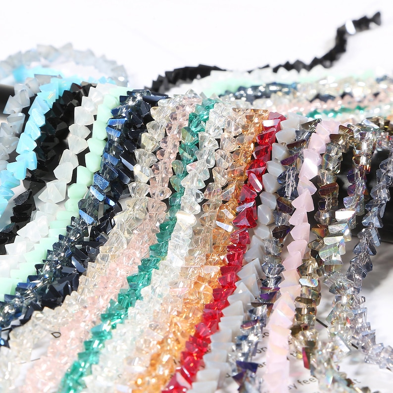50pcs Crystal Triangle Spacer Beads 5x6mm, Faceted Glass Triangle Beads ...
